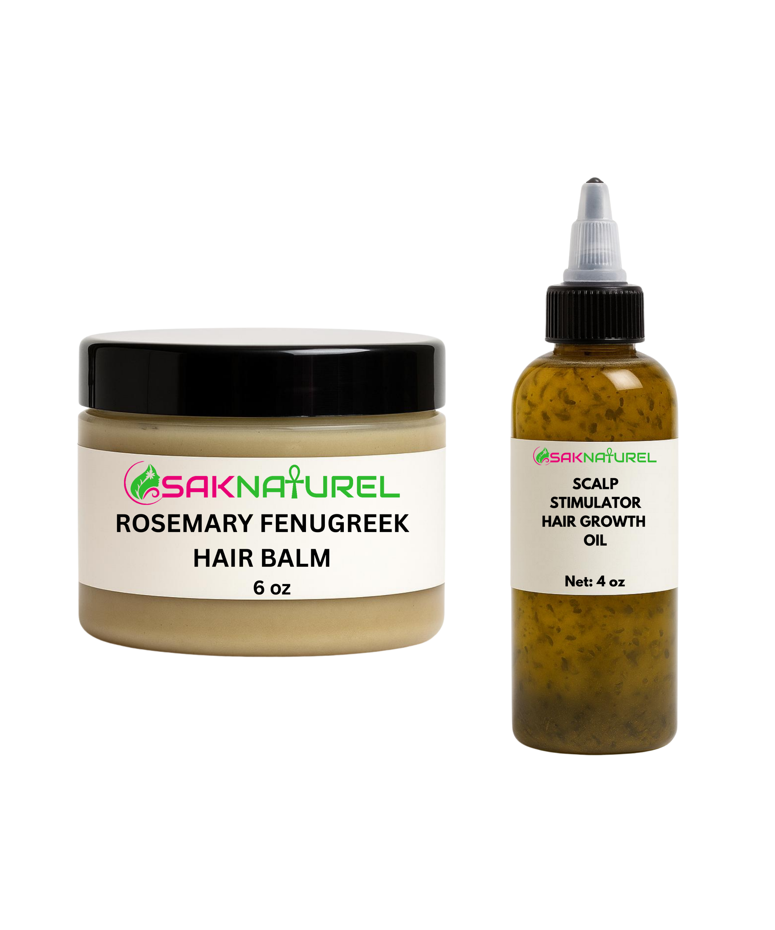BUNDLE Organic Scalp Stimulator Hair Growth oil & Balm – SakNaturel
